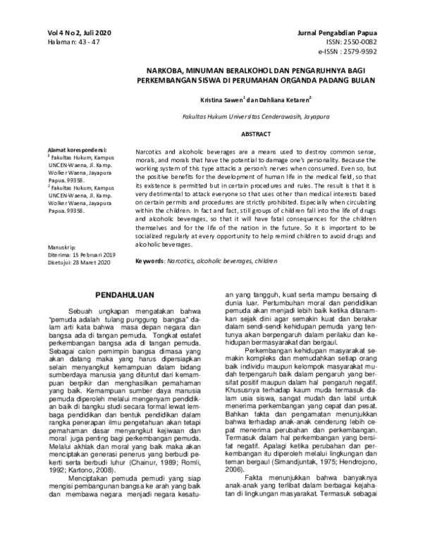 (PDF) Narkoba, Minuman Beralkohol Dan Pengaruhnya Bagi Perkembangan ...