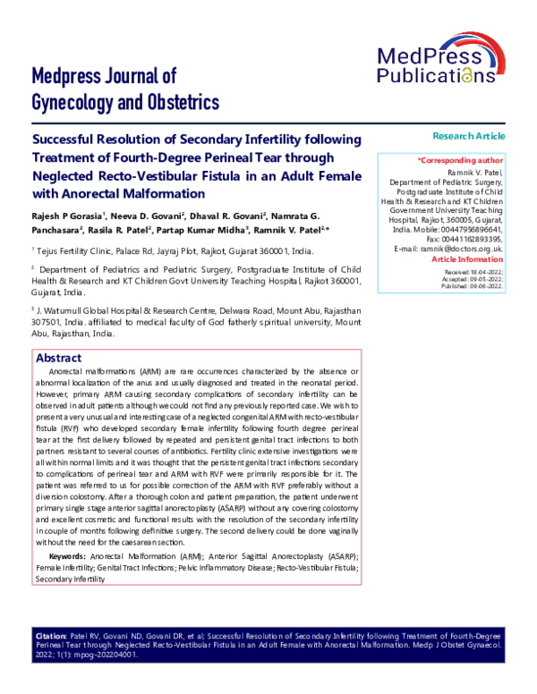(PDF) Successful Resolution of Secondary Infertility following ...