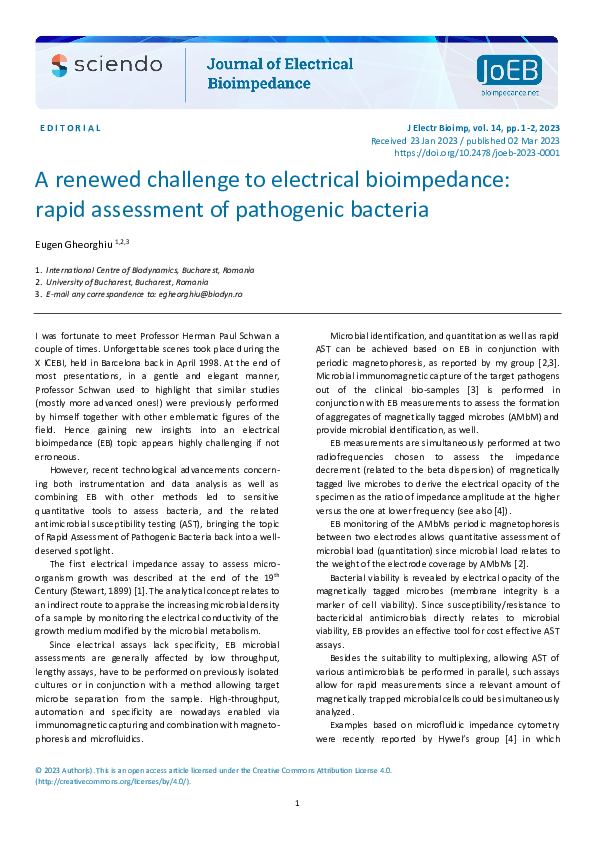 (PDF) A renewed challenge to electrical bioimpedance: rapid assessment ...