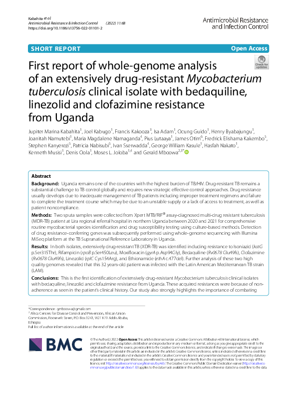 (PDF) First report of whole-genome analysis of an extensively drug-resistant Mycobacterium ...