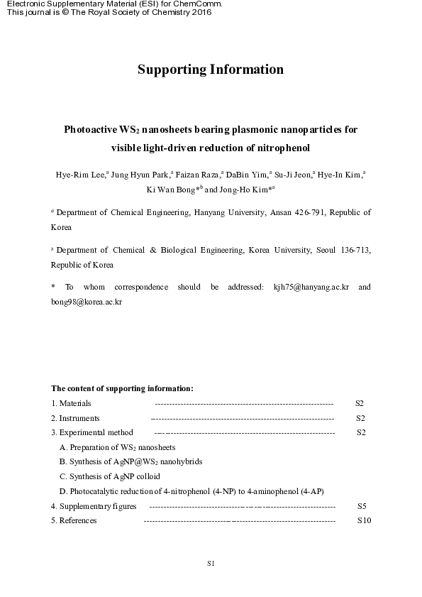 (PDF) Photoactive WS2 nanosheets bearing plasmonic nanoparticles for visible light-driven ...