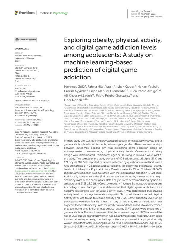 (PDF) Exploring obesity, physical activity, and digital game addiction ...