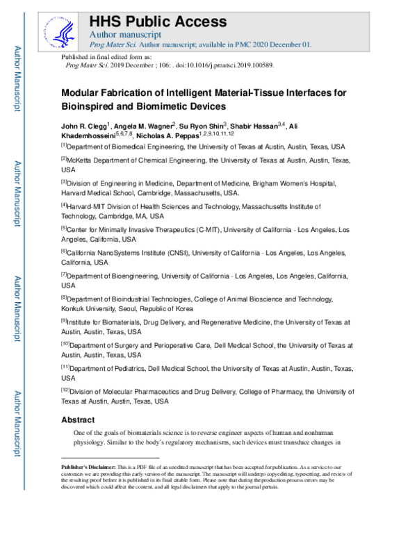 (PDF) Modular fabrication of intelligent material-tissue interfaces for ...