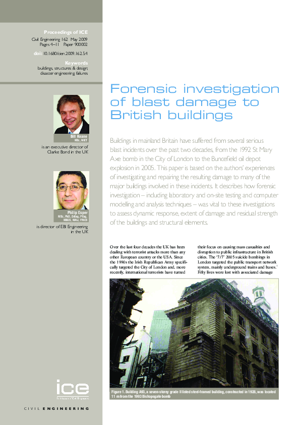 (PDF) Forensic investigation of blast damage to British buildings