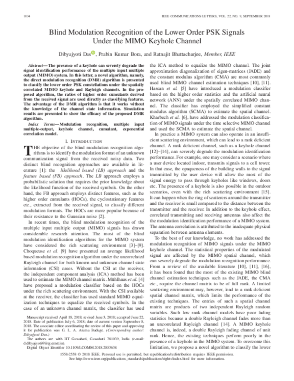 (PDF) Blind Modulation Recognition of the Lower Order PSK Signals Under ... (PDF) Blind Modulation Recognition of the Lower Order PSK Signals Under ...