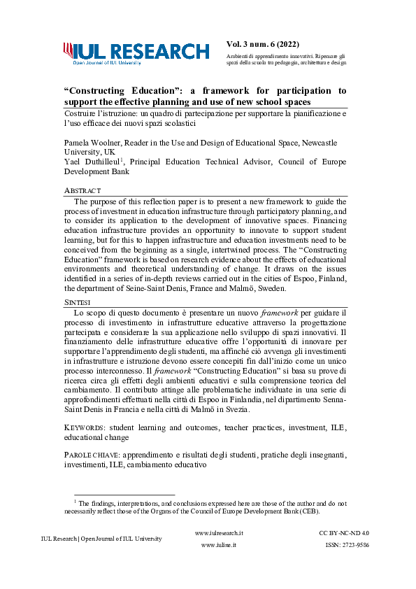 (PDF) Constructing Education: a framework for participation to support ...