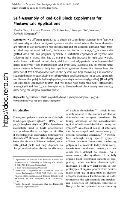 (PDF) Self-Assembly of Rod-Coil Block Copolymers for Photovoltaic Applications