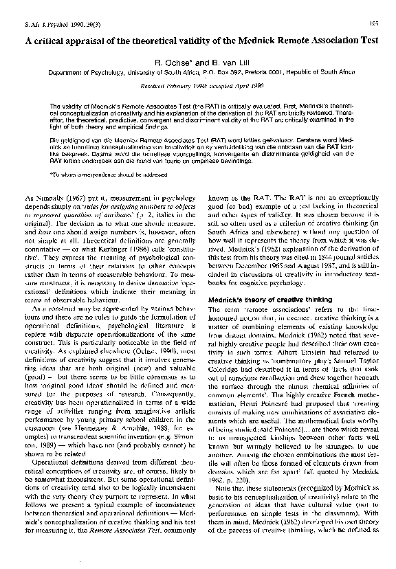 (PDF) A Critical Appraisal of the Theoretical Validity of the Mednick ...