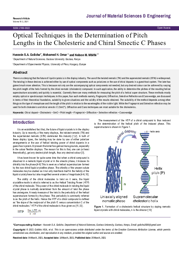 (PDF) Optical Techniques in the Determination of Pitch Lengths in the ...