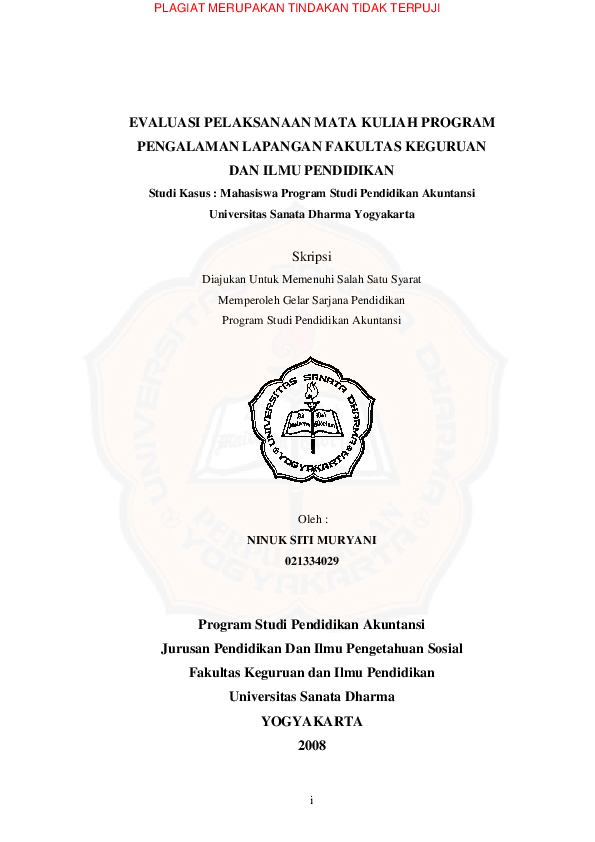 (PDF) Evaluasi pelaksanaan mata kuliah program pengalaman lapangan fakultas keguruan dan ilmu ...