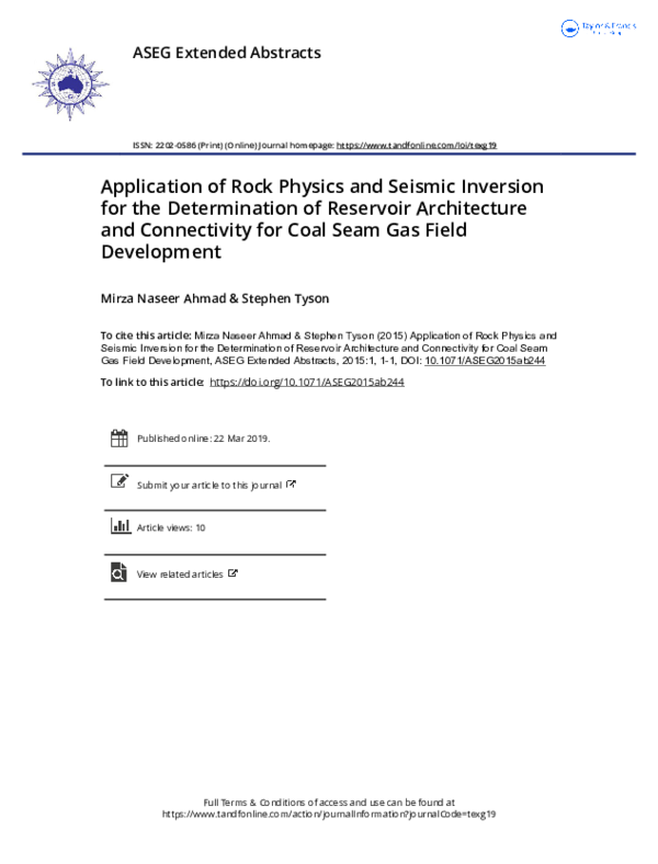 (PDF) Application of Rock Physics and Seismic Inversion for the ...