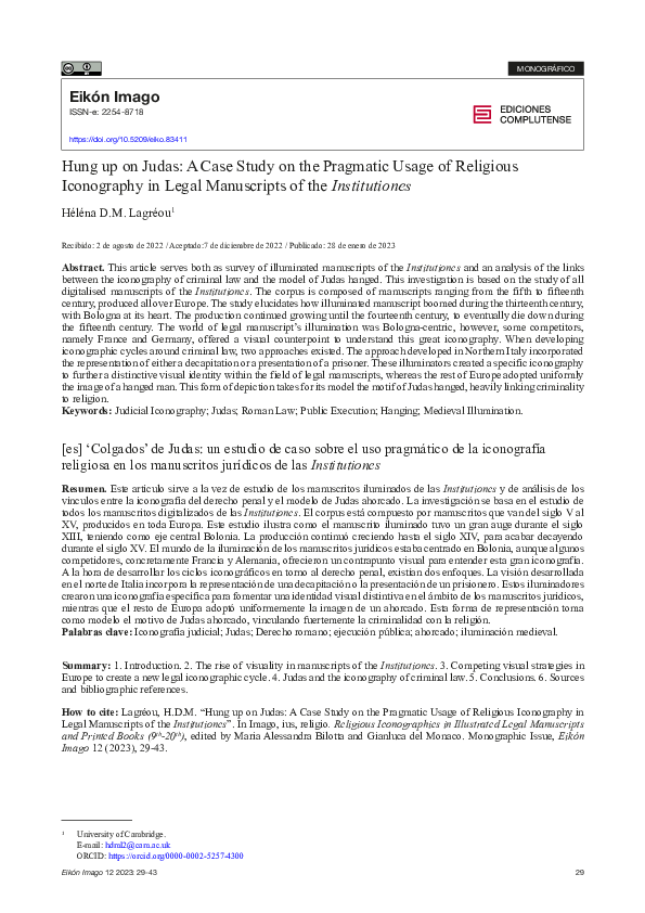 (PDF) Hung up on Judas: A Case Study on the Pragmatic Usage of Religious Iconography in Legal ...