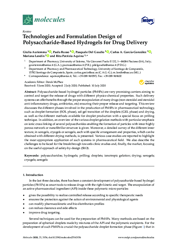 (PDF) Technologies and Formulation Design of Polysaccharide-Based ...
