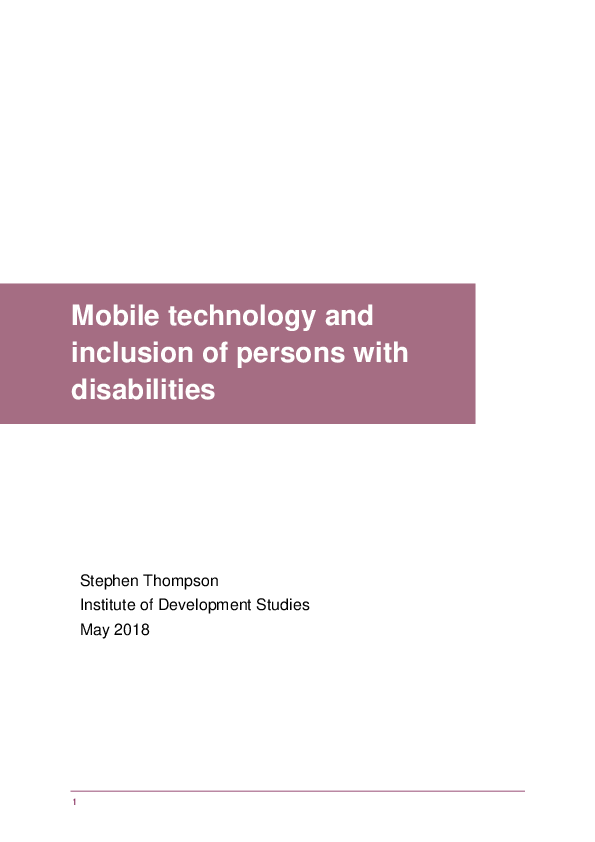 (PDF) Mobile Technology and Inclusion of Persons with Disabilities