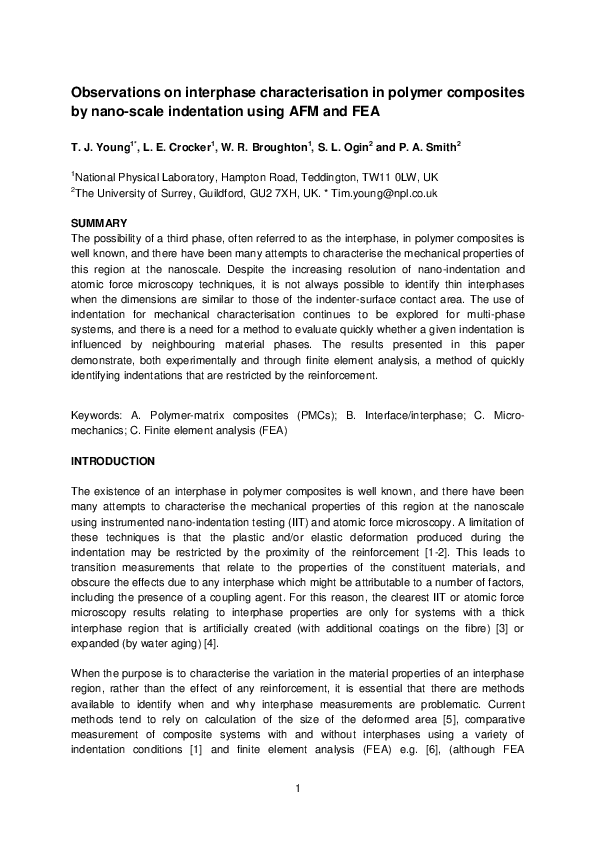 (PDF) Observations on interphase characterisation in polymer composites ...