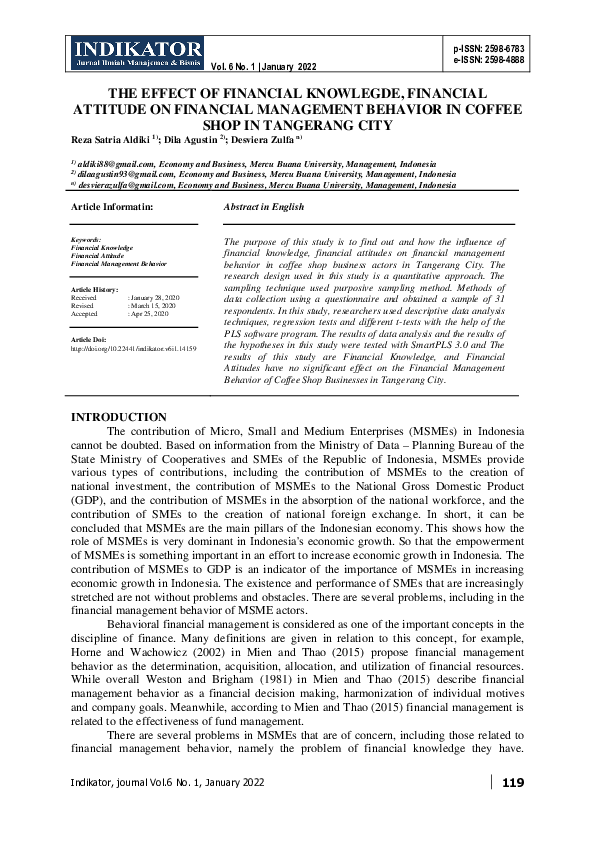 (PDF) The Effect of Financial Knowlegde, Financial Attitude on ...