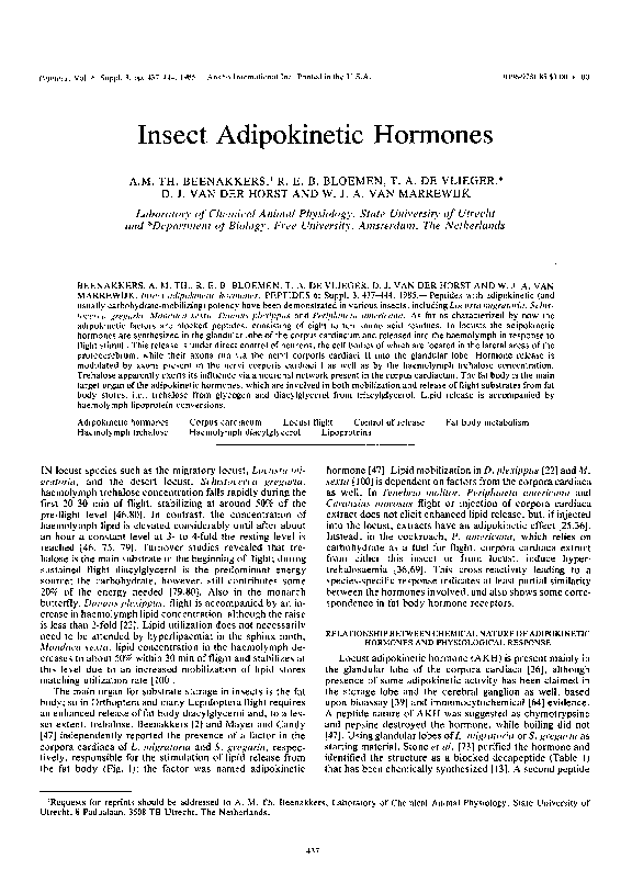 (PDF) Insect adipokinetic hormones