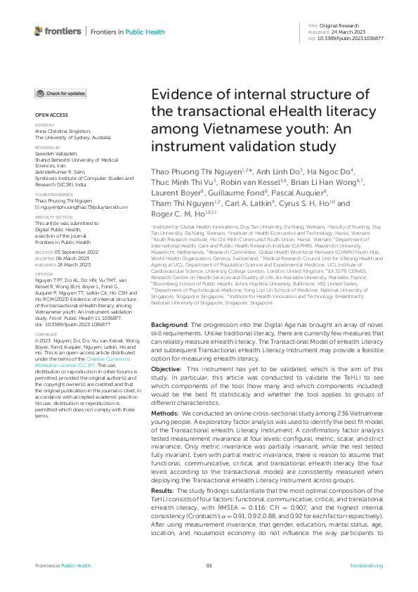 (PDF) Evidence of internal structure of the transactional eHealth ...