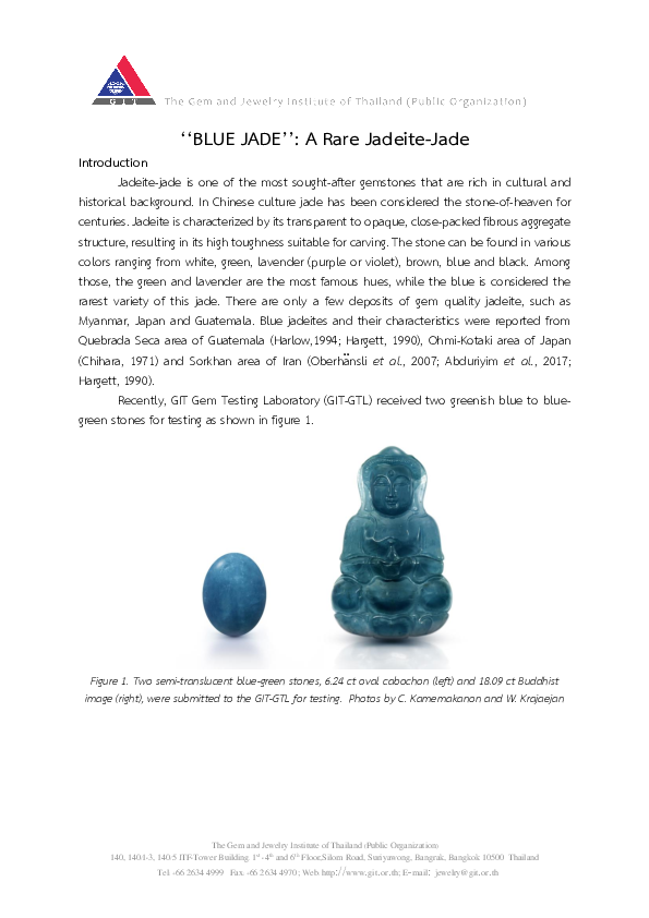 (PDF) ‘‘BLUE JADE’’: A Rare Jadeite-Jade