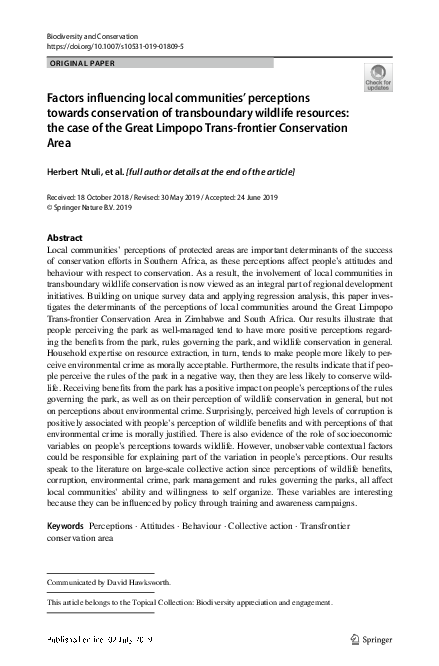 (PDF) Factors influencing local communities’ perceptions towards ...