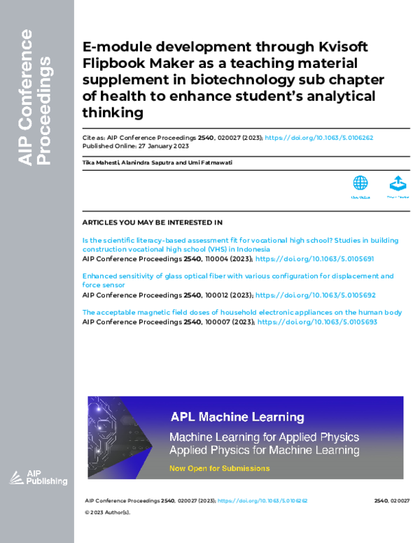 (PDF) E-module development through Kvisoft Flipbook Maker as a teaching material supplement in ...