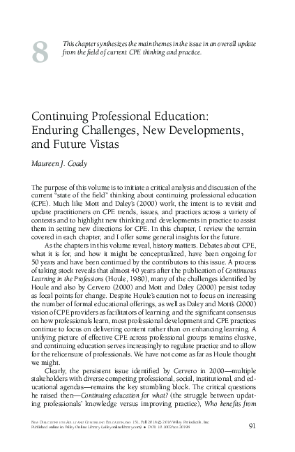 (PDF) Continuing Professional Education: Enduring Challenges, New ...