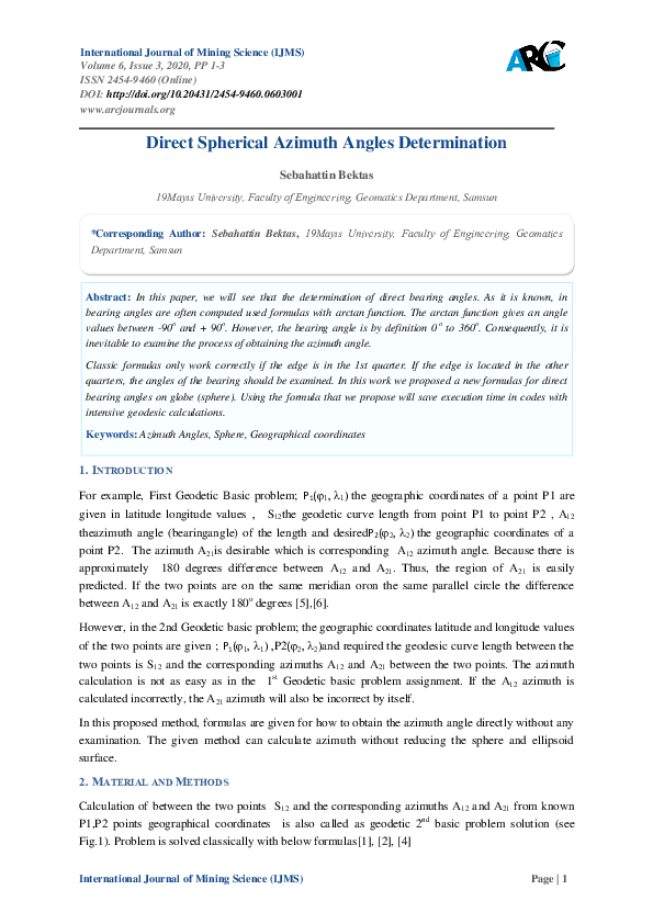 (PDF) Direct Spherical Azimuth Angles Determination