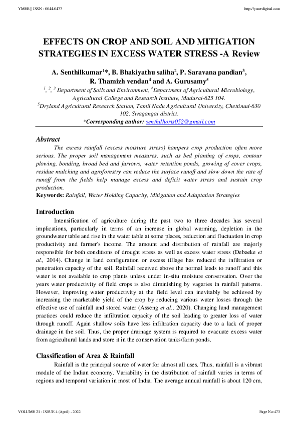 (PDF) EFFECTS ON CROP AND SOIL AND MITIGATION STRATEGIES IN EXCESS ...