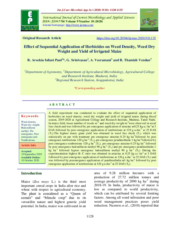 (PDF) Effect of Sequential Application of Herbicides on Weed Density ...