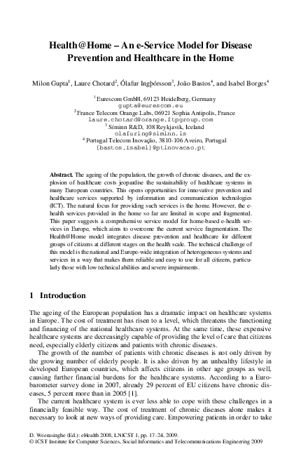 (PDF) Health@Home – An e-Service Model for Disease Prevention and ...