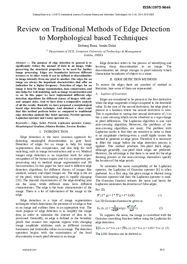 Pdf Review On Traditional Methods Of Edge Detection To Morphological