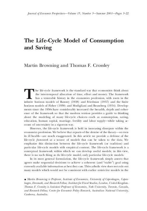 (PDF) The Life-Cycle Model of Consumption and Saving