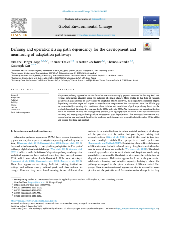 Pdf Defining And Operationalizing Path Dependency For The Development And Monitoring Of 