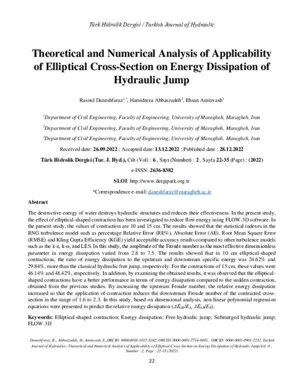 (PDF) Theoretical and Numerical Analysis of Applicability‏ of Elliptical Cross-Section on Energy ...