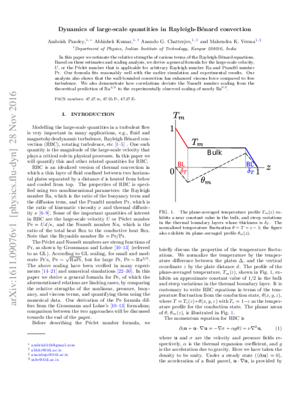 (PDF) Dynamics of large-scale quantities in Rayleigh-Bénard convection