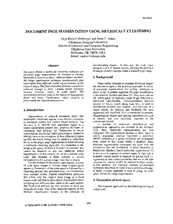 (PDF) Document page segmentation using multiscale clustering