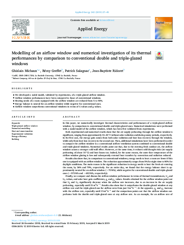 (PDF) Modelling of an airflow window and numerical investigation of its ...