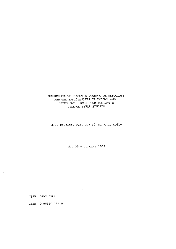 (PDF) Estimation of Frontier Production Functions and the Efficiencies of Indian Farms Using ...