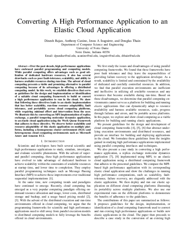 (PDF) Converting a High Performance Application to an Elastic Cloud ...