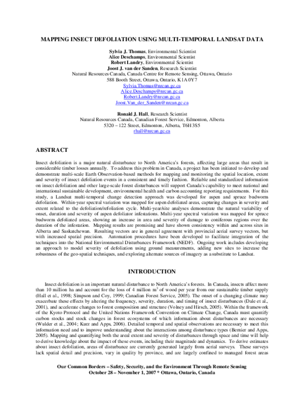 (PDF) Mapping Insect Defoliation Using Multi-Temporal Landsat Data ...
