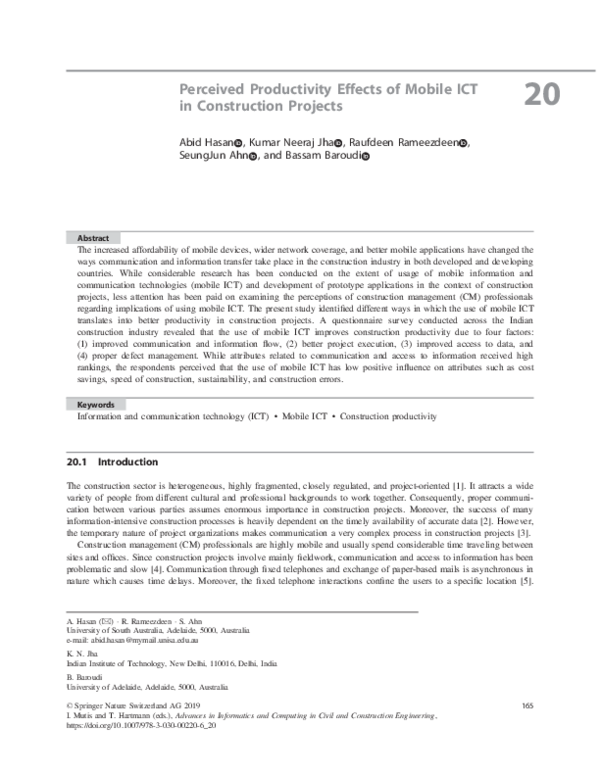 (PDF) Perceived Productivity Effects of Mobile ICT in Construction Projects