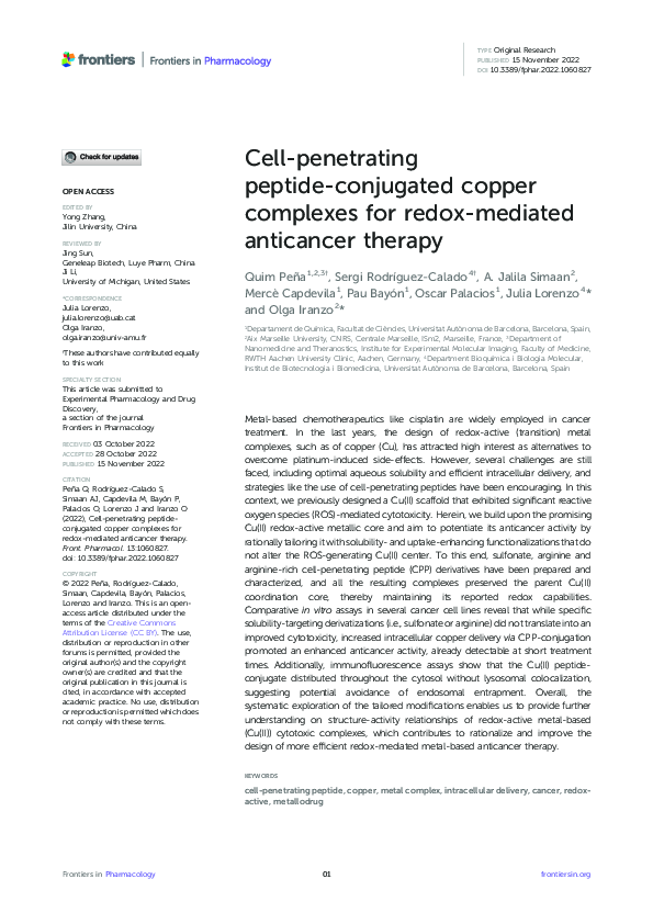 (PDF) Cell-penetrating peptide-conjugated copper complexes for redox ...