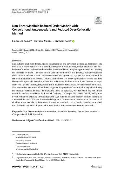 (PDF) Non-linear Manifold Reduced-Order Models with Convolutional Autoencoders and Reduced Over ...