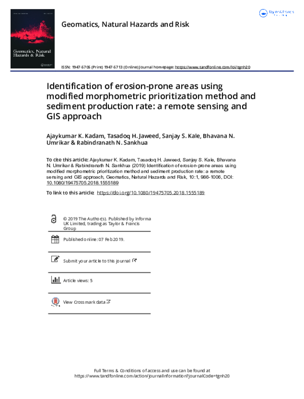 Pdf Identification Of Erosion Prone Areas Using Modified Morphometric Prioritization Method