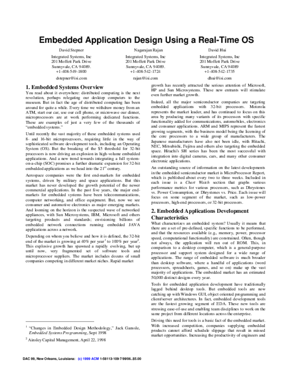 (PDF) Embedded application design using a real-time OS