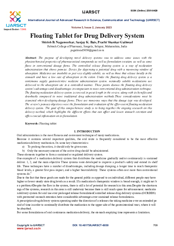 (PDF) Floating Tablet for Drug Delivery System