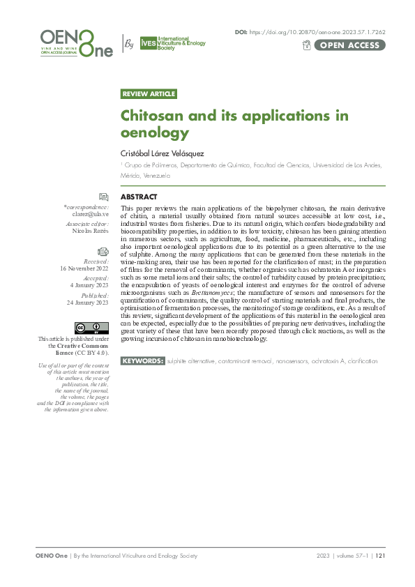 (PDF) Chitosan and its applications in oenology