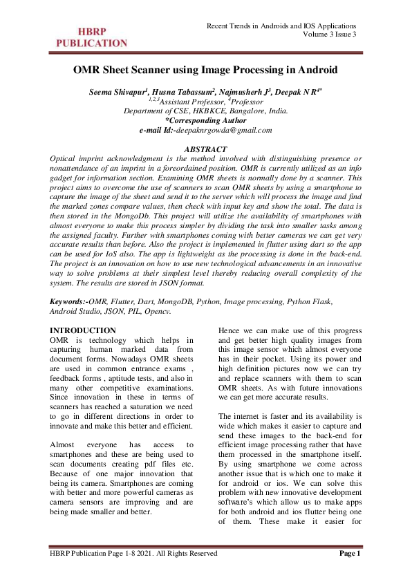 (PDF) OMR Sheet Scanner using Image Processing in Android