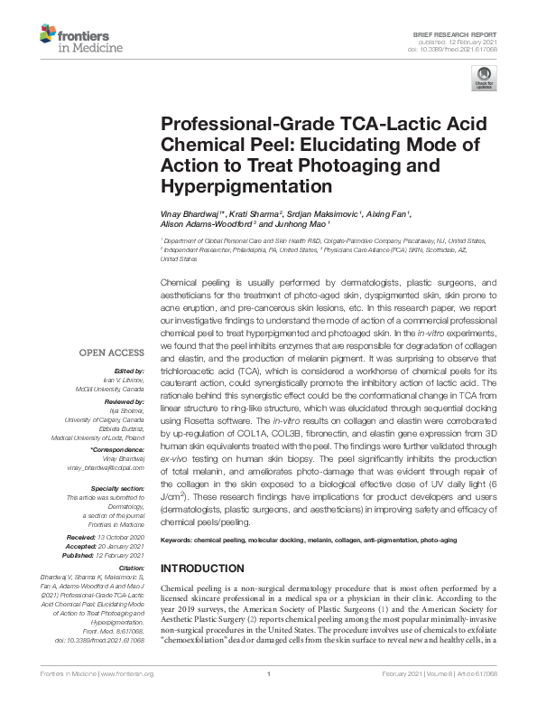 (PDF) Professional-Grade TCA-Lactic Acid Chemical Peel: Elucidating ...