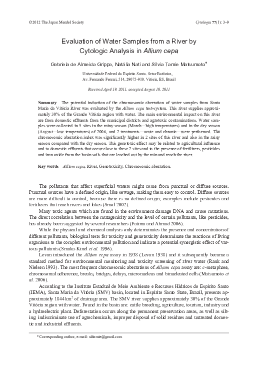 (PDF) Evaluation of Water Samples from a River by Cytologic Analysis in ...